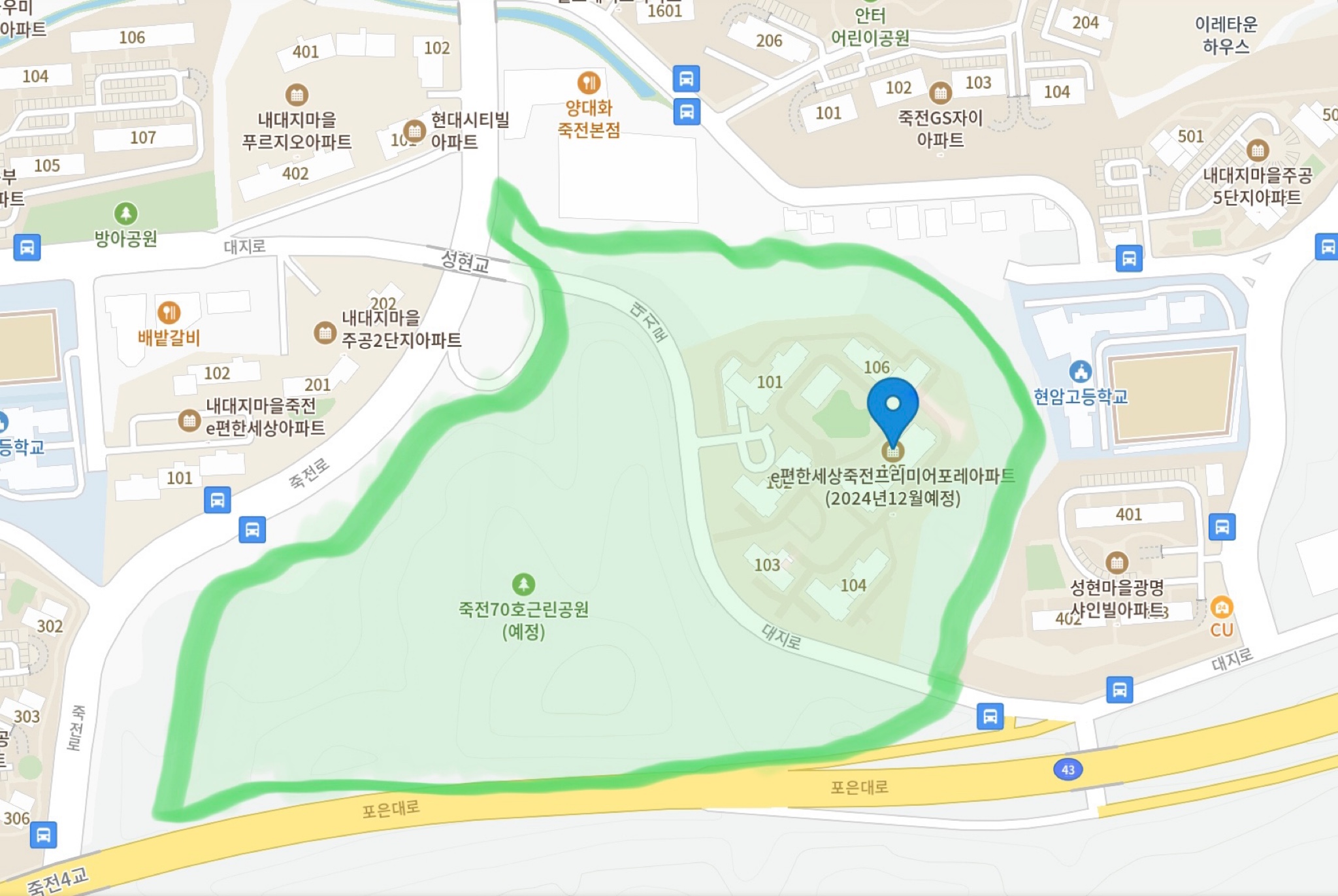 죽전동 E편한세상죽전프리미어포레의 실거래가 시세 매물 주변정보 아파트는 호갱노노