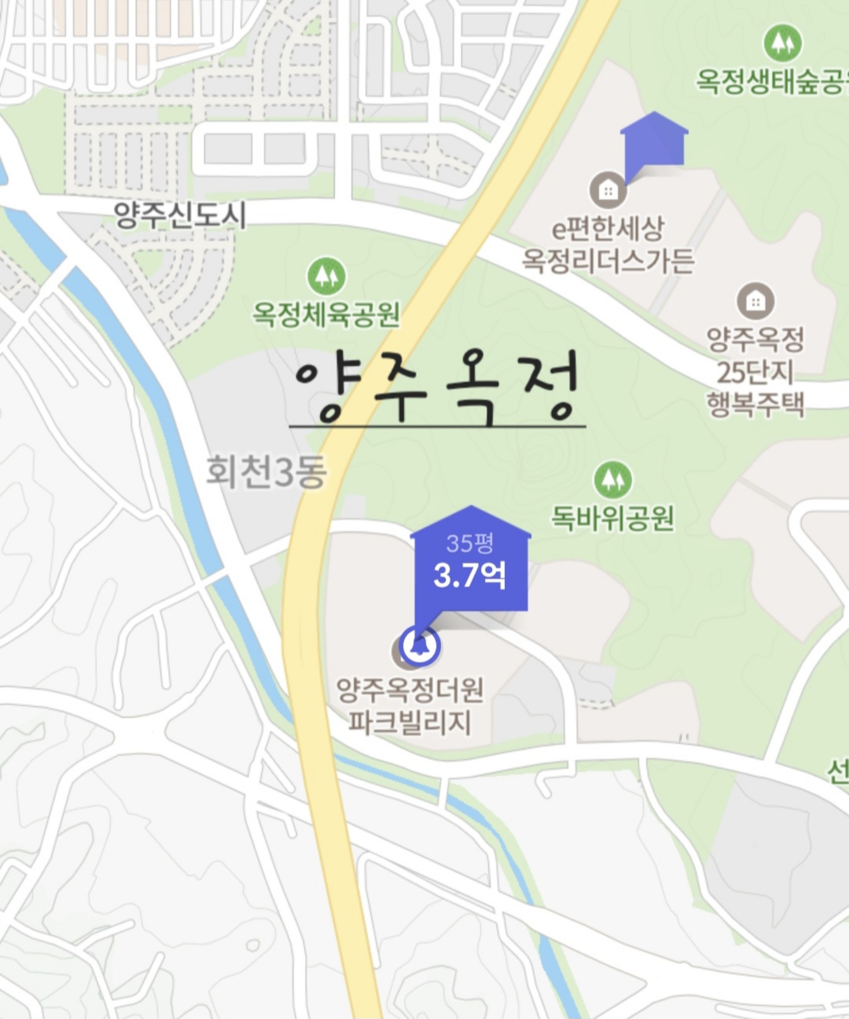 양주 옥정동 양주옥정더원파크빌리지의 실거래가 시세 매물 주변정보 아파트는 호갱노노